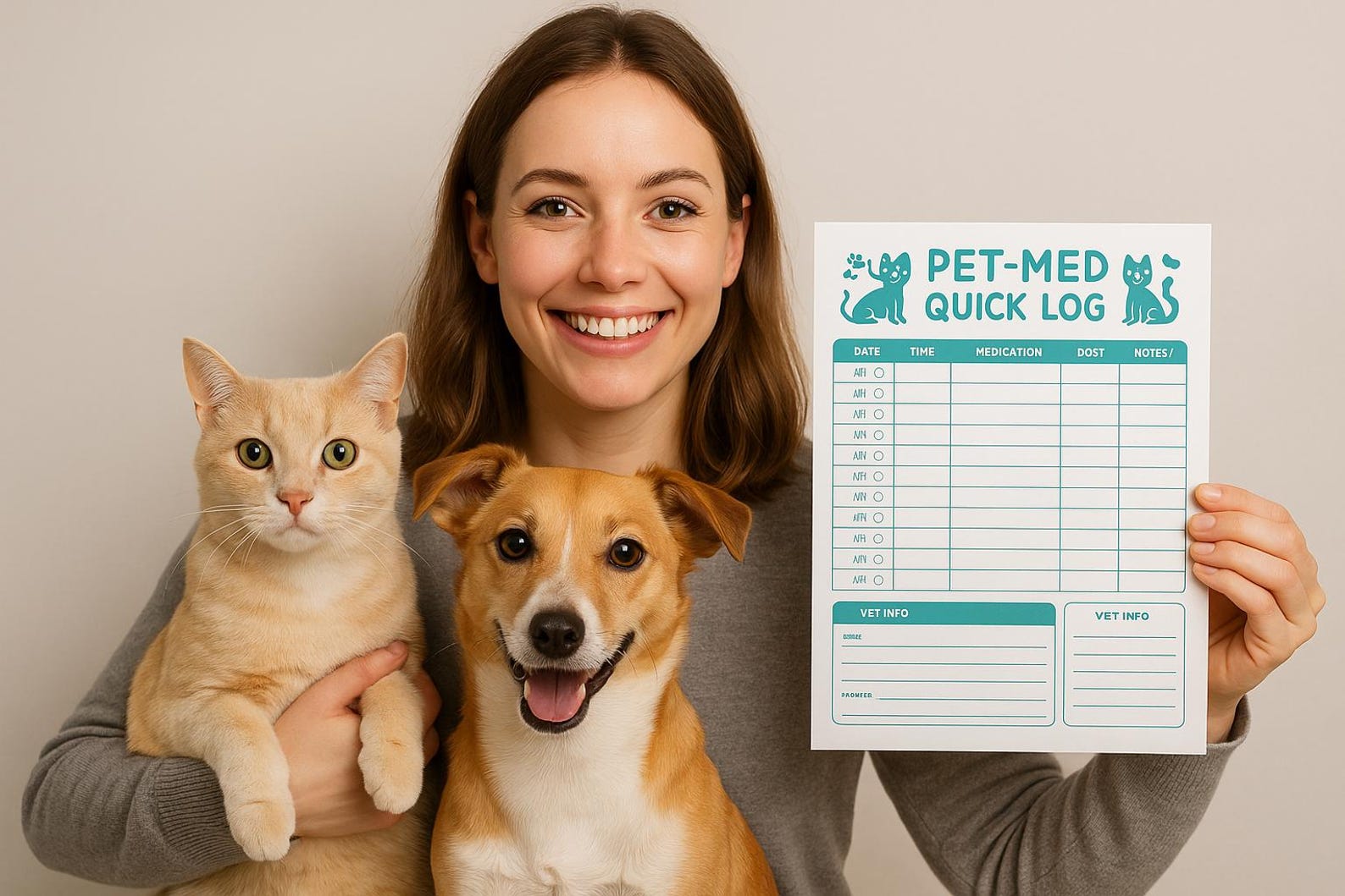 Pet Medication Tracker Printable | Dog & Cat Daily Am/pm Log | Vet ...