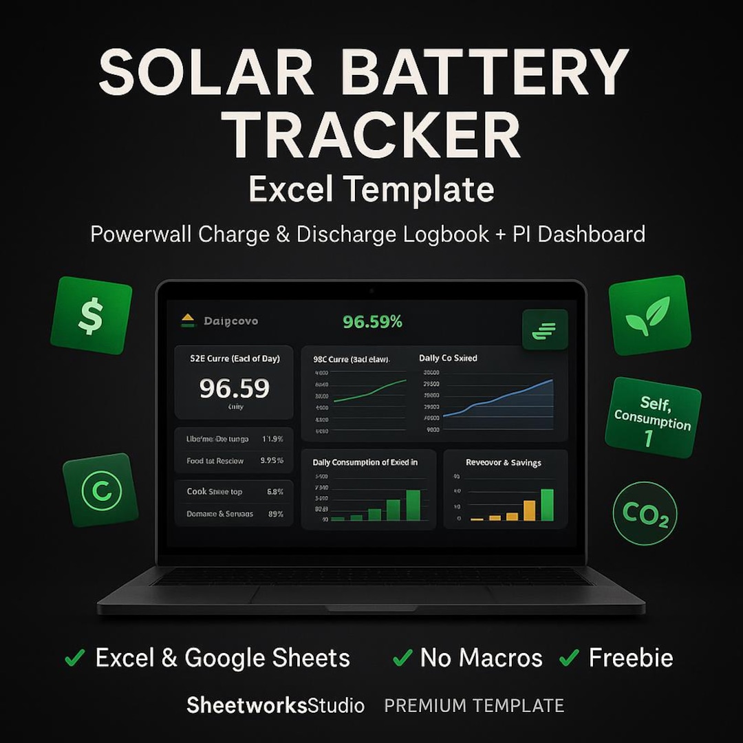 Buy Solar Battery Tracker Excel Template | Powerwall Charge Discharge ...