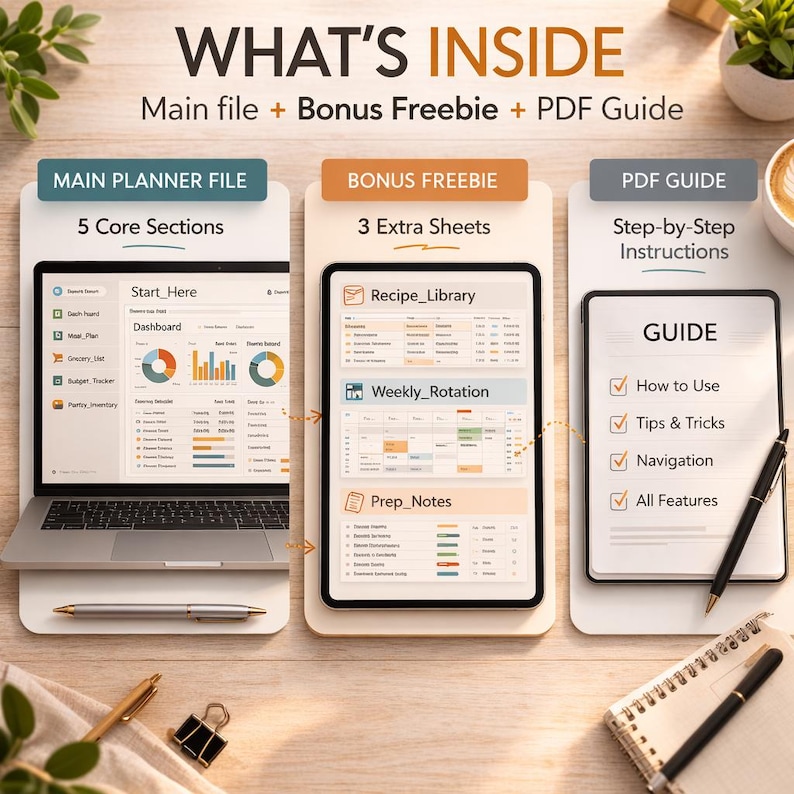 Meal Planner & Grocery List + Food Budget Tracker | Pantry Inventory ...