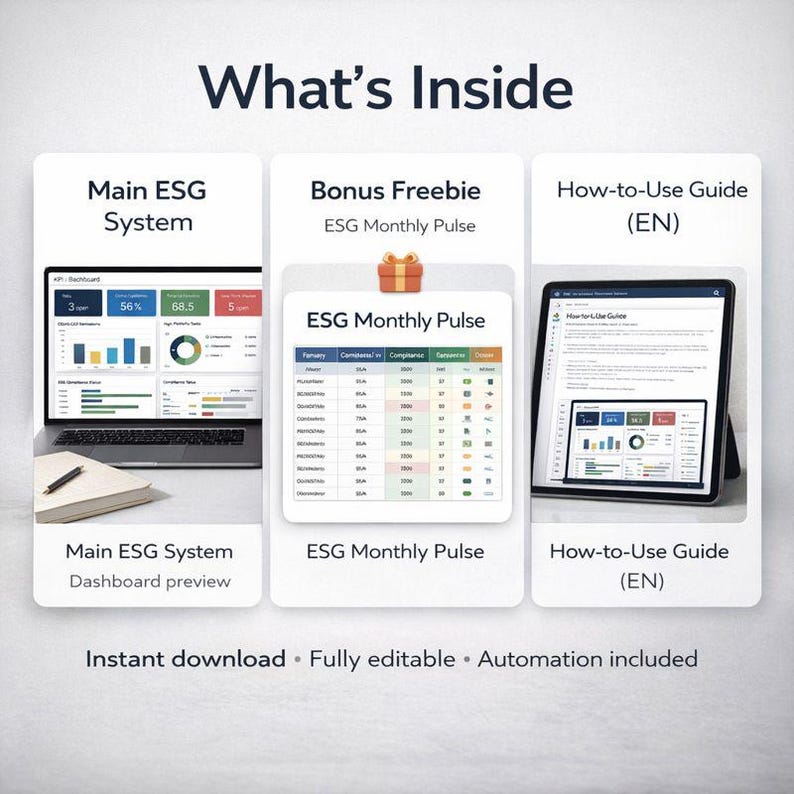 ESG Management System Excel Template | CSRD Compliance Tracker | CO2 ...