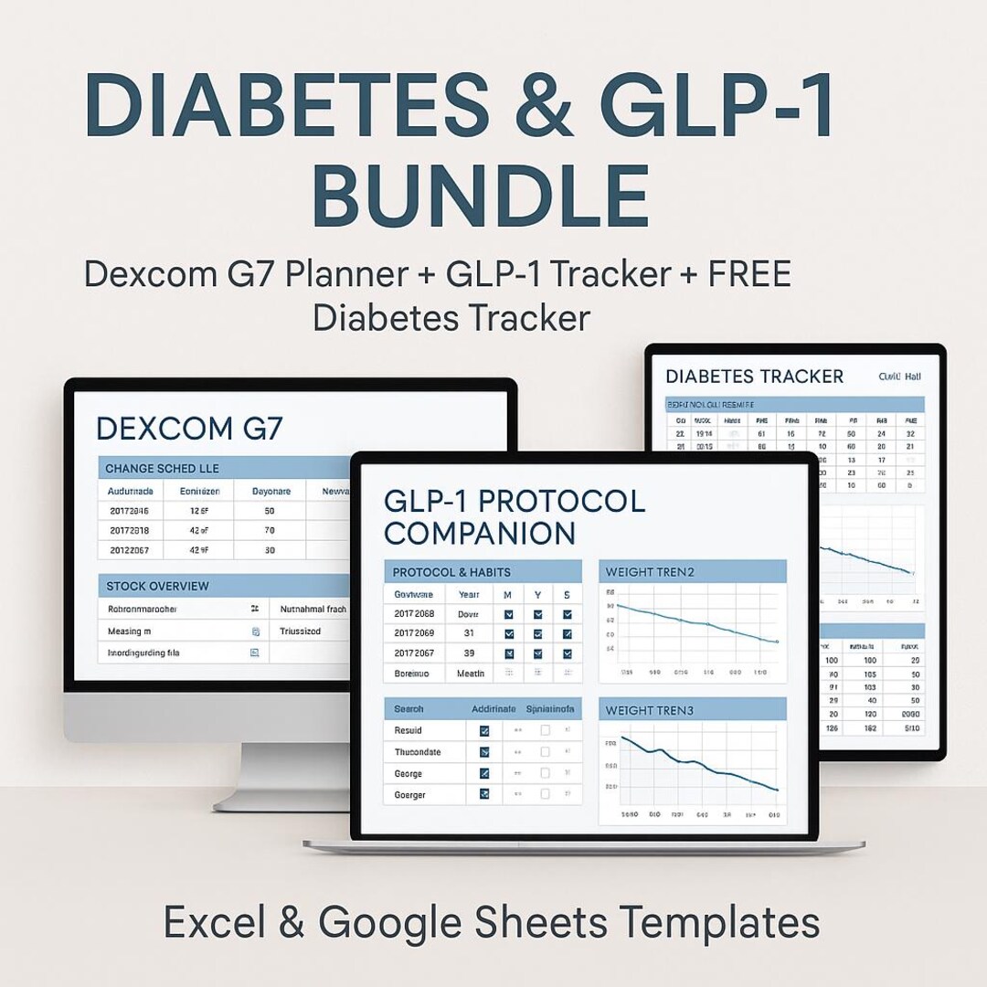 Diabetes & GLP-1 Planner Bundle | Dexcom G7 Tracker, Ozempic + Mounjaro ...