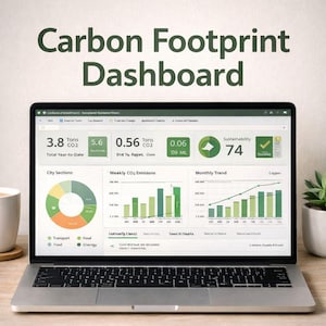 Carbon Footprint Dashboard Excel Template + Freebie Eco Planner | CO2 ...