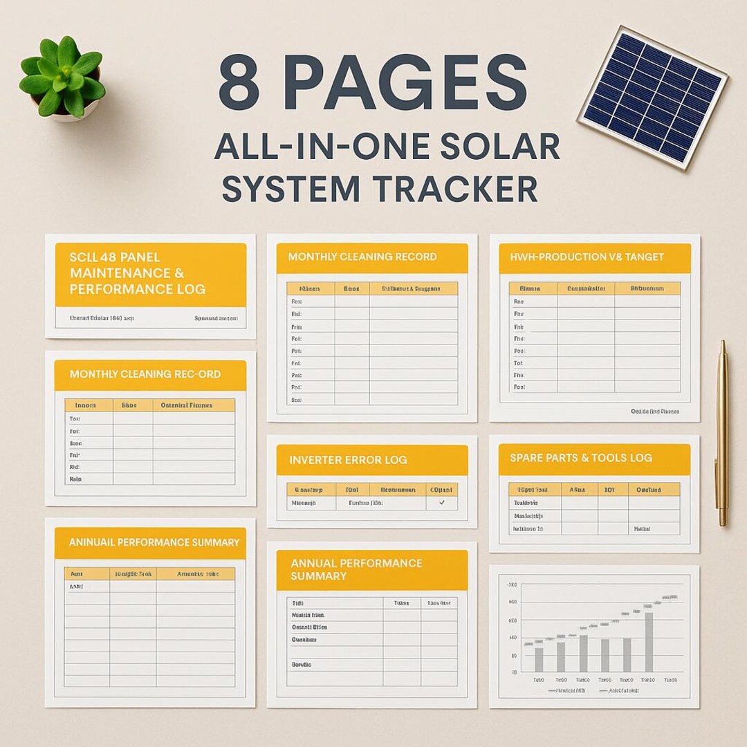 Solar Panel Maintenance Logbook | Printable PDF & Editable PPTX ...
