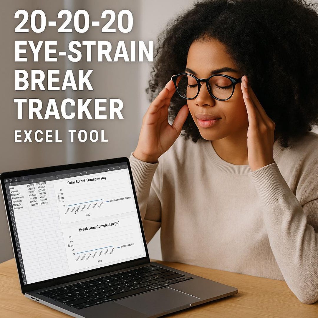 20-20-20 Eye Strain Tracker & Digital Planner | Screen Time Log, Eye Care Schedule + Freebie ...