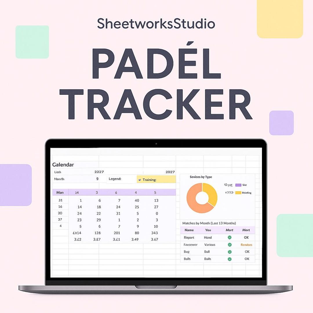 Padel Match & Training Tracker Excel Template – Stats Dashboard, Elo ...