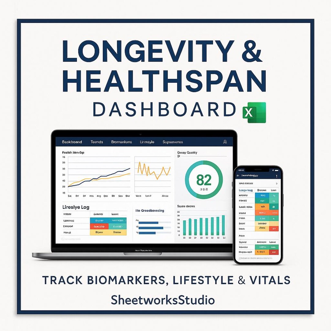 Longevity Tracker Excel | Healthspan Dashboard | Biomarkers Log ...