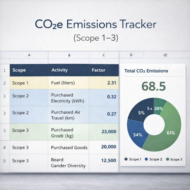 ESG Management System Excel Template | CSRD Compliance Tracker | CO2 ...