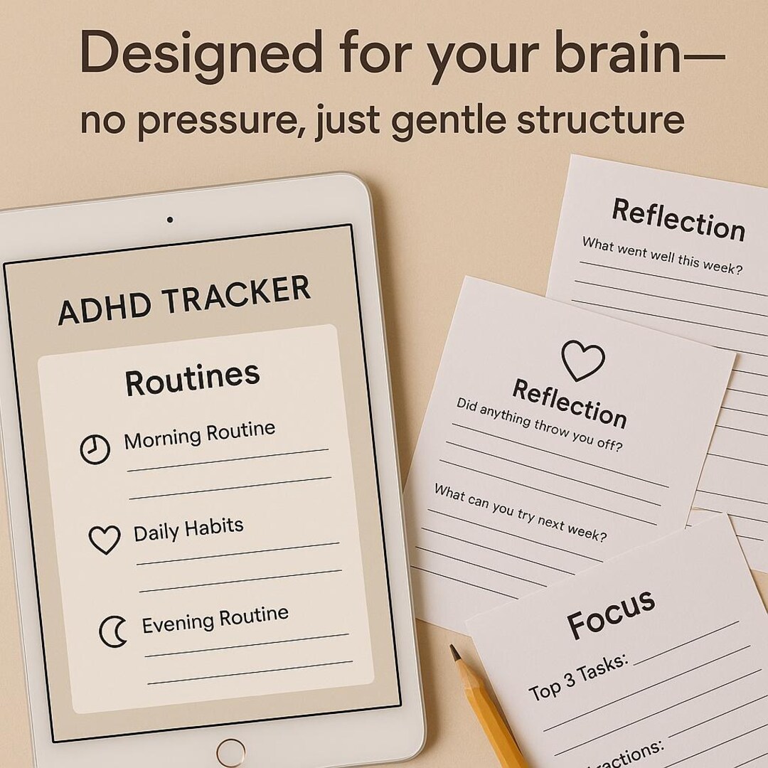 ADHD Planner Printable PDF • Focus & Productivity Tracker • Daily ...