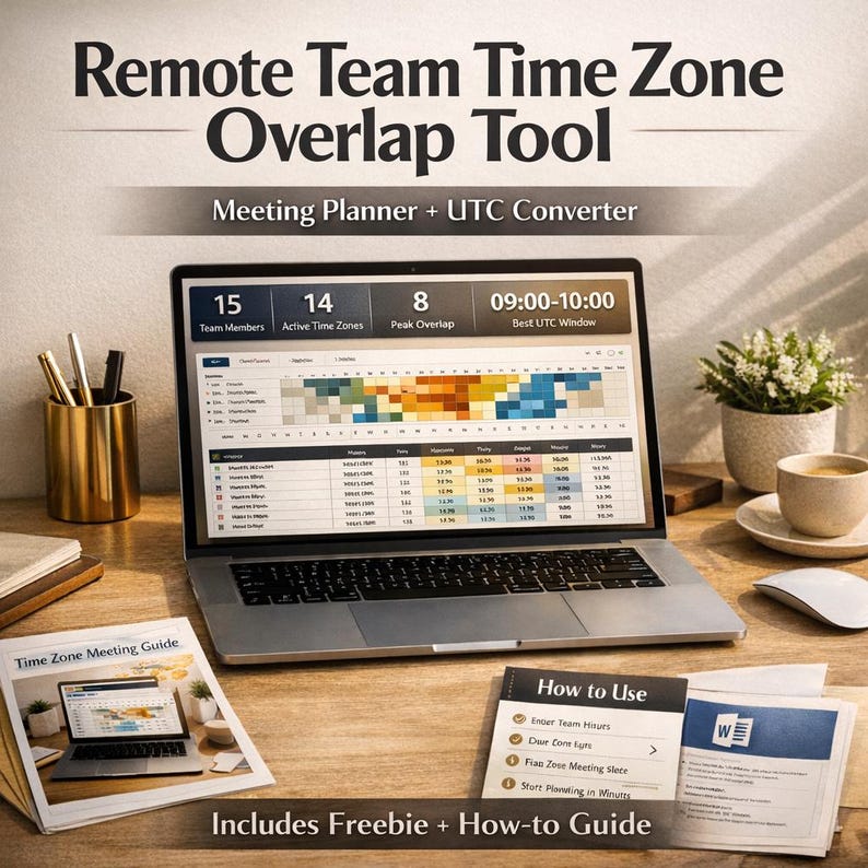Excel Time Zone Overlap Tool | Remote Team Meeting Planner + UTC ...