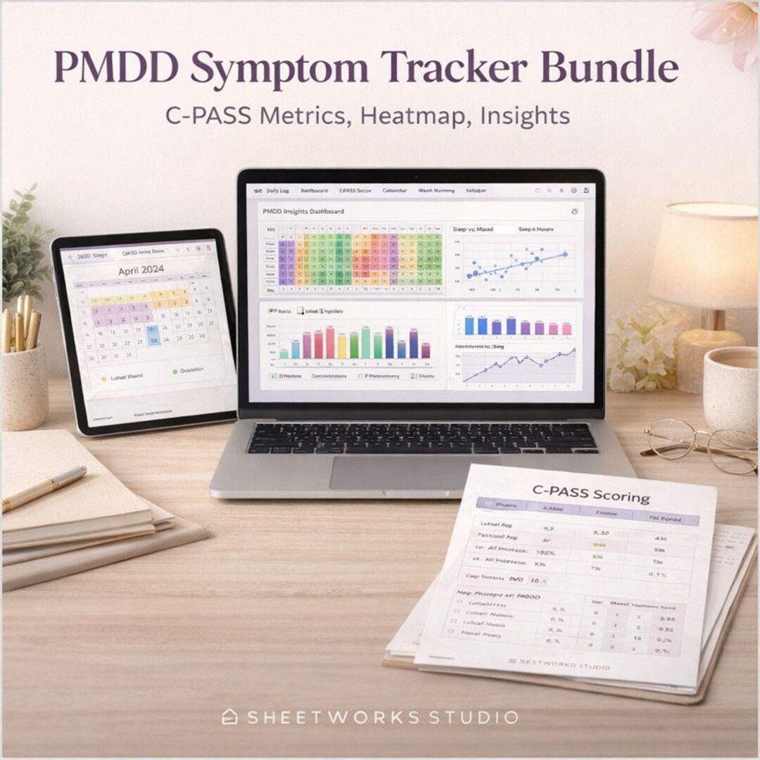 PMDD Symptom Tracker & 7-day Journal | Excel + Google Sheets-ready | C ...