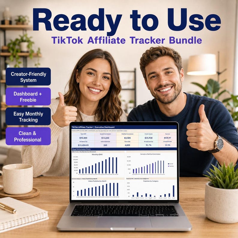 Tiktok Shop Affiliate Tracker Excel Template | GMV, Commissions ...