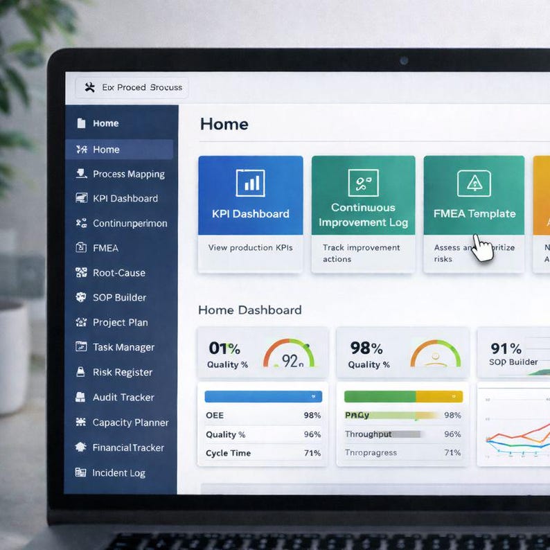 Lean Six Sigma Excel Dashboard | Operations & Process Excellence ...
