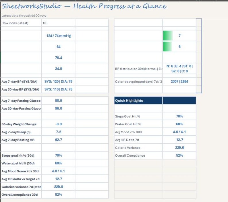 Health Tracker Template (excel + Google Sheets Compatible) | Blood ...