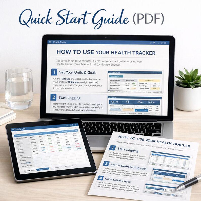 Health Tracker Template (excel + Google Sheets Compatible) | Blood ...