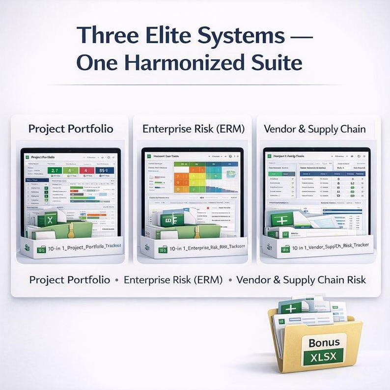 30-in-3 Project, Risk & Vendor Management Suite • Excel Bundle ...