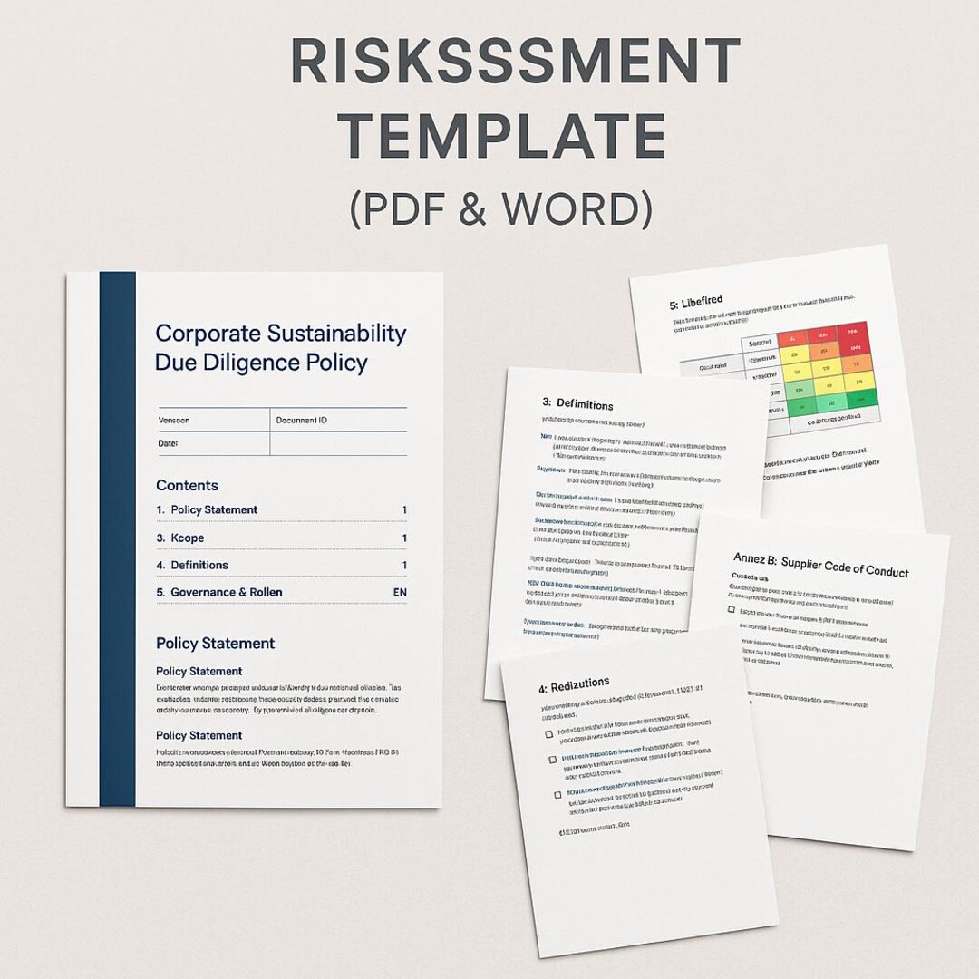 Supplier Risk Assessment Template (PDF & Word) • Csddd-ready and ...