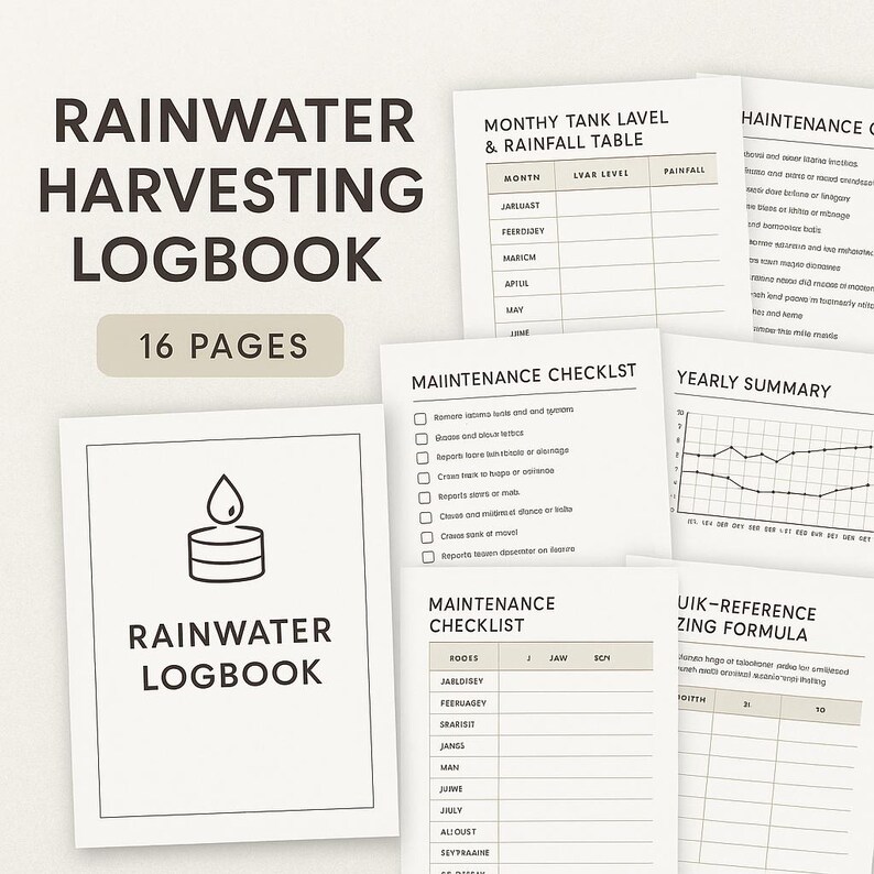 Rainwater Harvesting Logbook Printable PDF + Free Calculator – Water ...