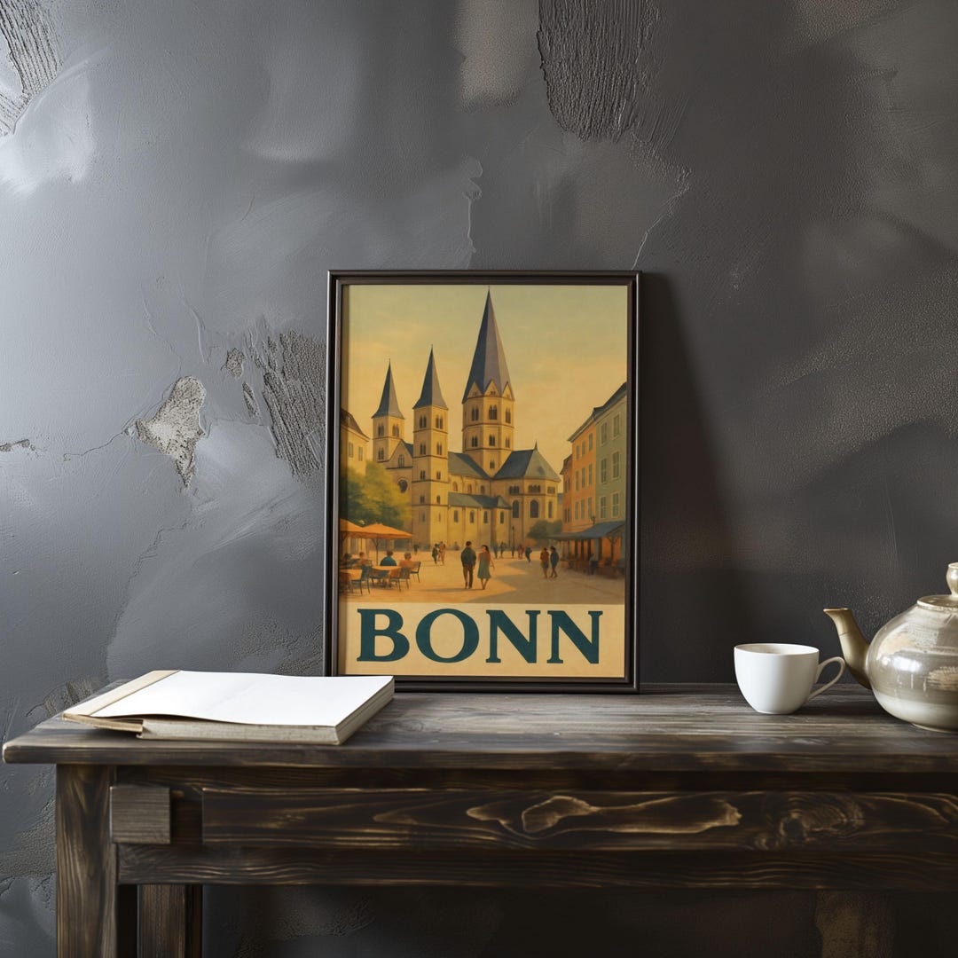 Bonn Poster Old Town Münster – Vintage City View Illustration Wall Art ...