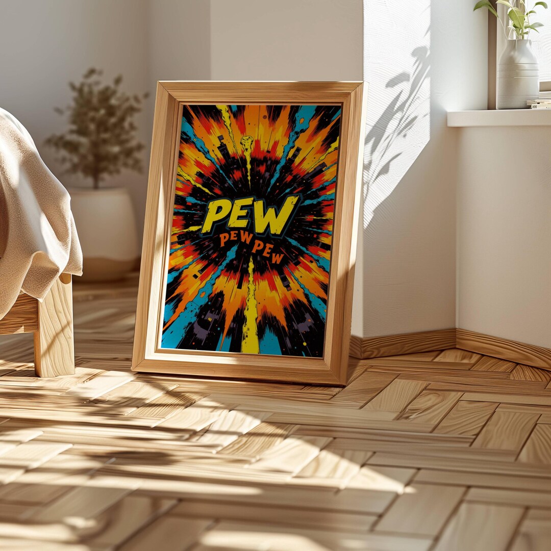 Pew Pew Pew Comic Poster Graffiti – Pop Art Sound Effect Explosion Wall ...
