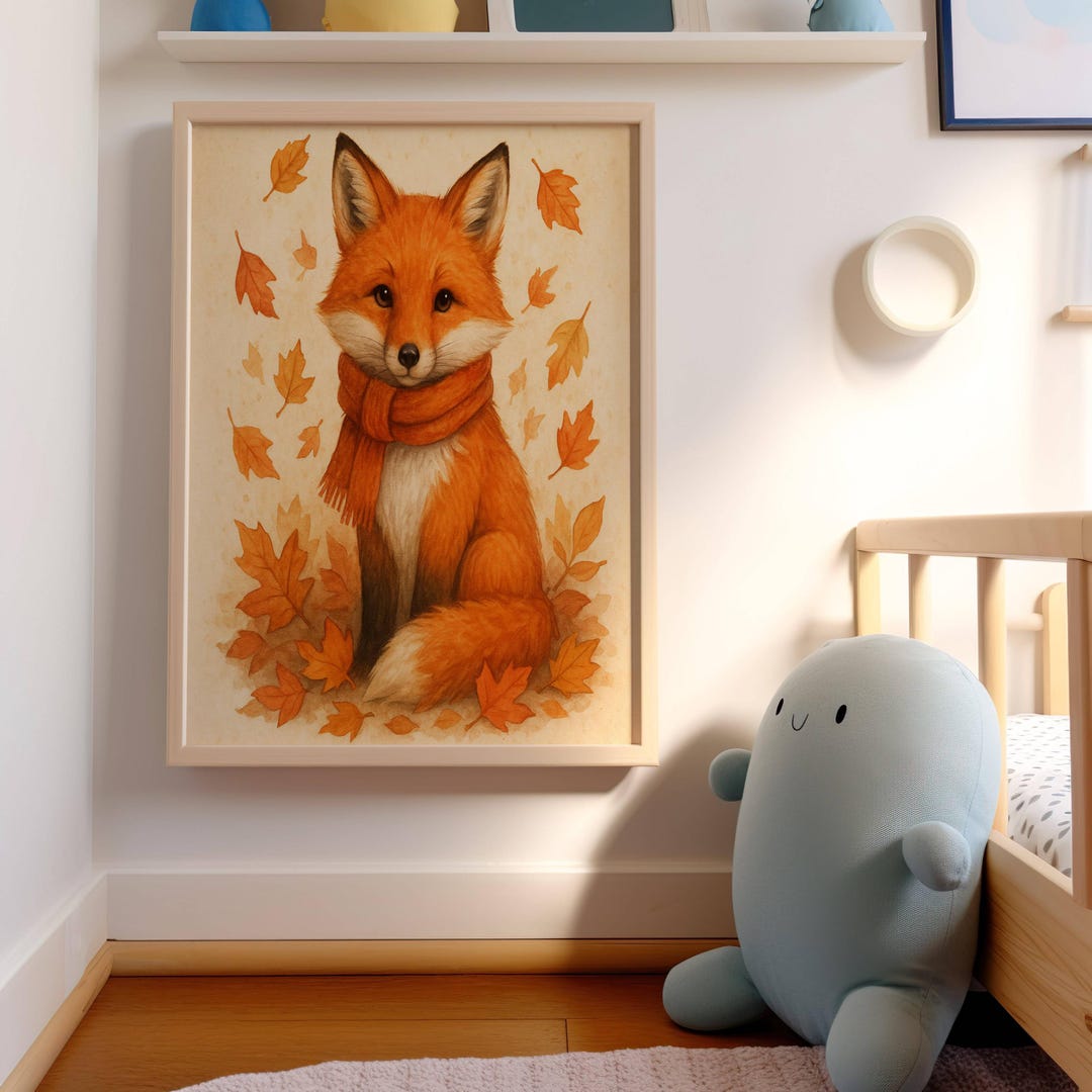 Fox Poster for Children's Room – Cute Animal Picture in the Forest ...