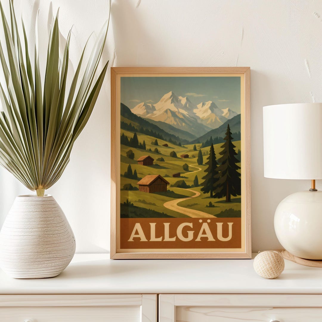 Allgäu Poster Alps Landscape Travel Tourism – Vintage Wall Art Allgäu ...