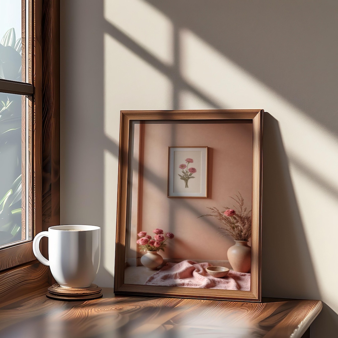 Flower Poster Boho Skandi Hygge Vintage – Pink Ranunculus Illustration ...