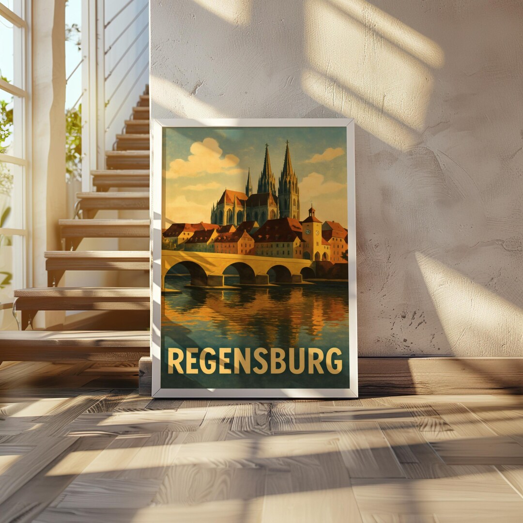 Regensburg Old Town Poster Cathedral Bridge – Historical City View ...