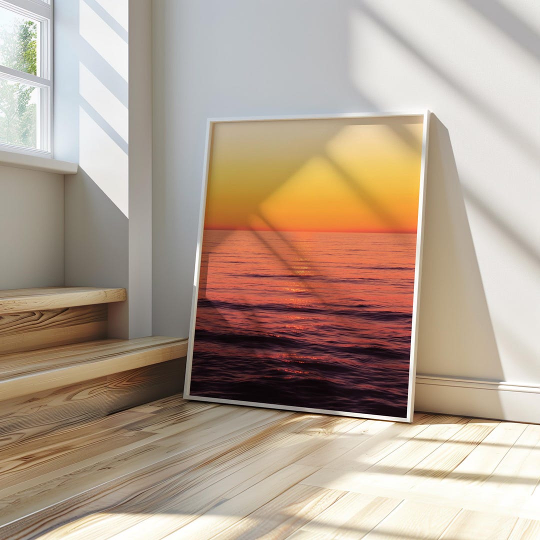 Sea Sunset Poster – Orange Pink Yellow Gradient – Ocean Photography ...
