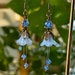 Cerulean Blue Frosted Glass Lucite Bell Flower Bronze Earrings. Gift ...