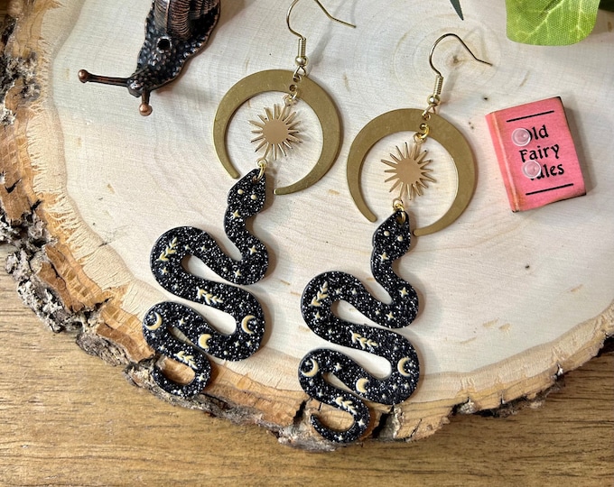 Handmade Snake Earrings, Gold Snake Earrings, Dangle Snake Earrings - Etsy
