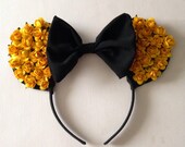 Items similar to Yellow/Orange Colored Flower Minnie Ears Roses Disney ...