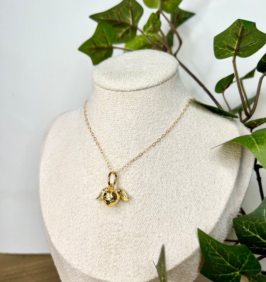 14k Gold Filled and Sterling Silver Winged Flying Golden Snitch Ball ...