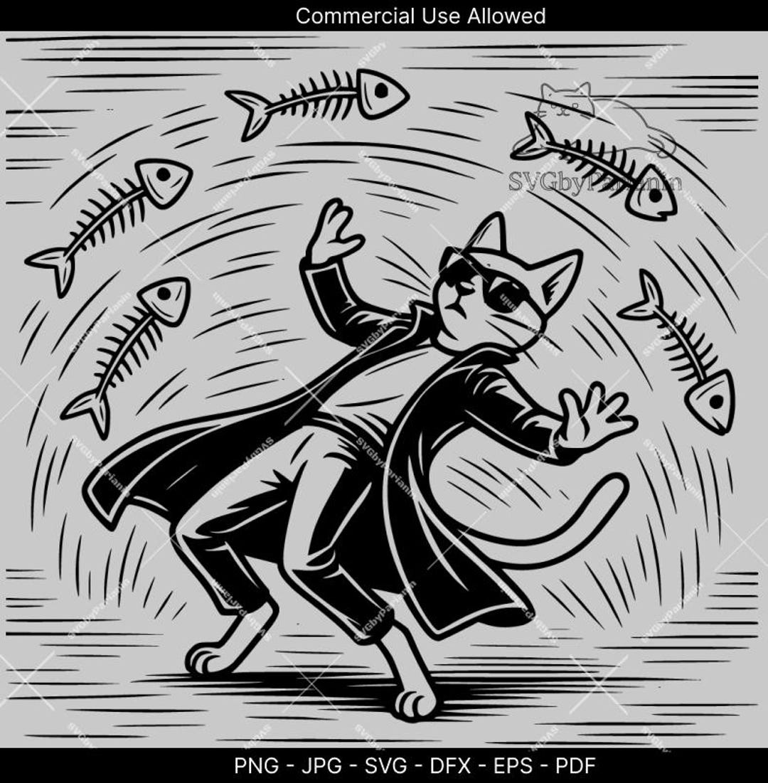 Cool Cat Dodge SVG • Funny Parody Cat Clipart • Sci-fi Cat Art ...
