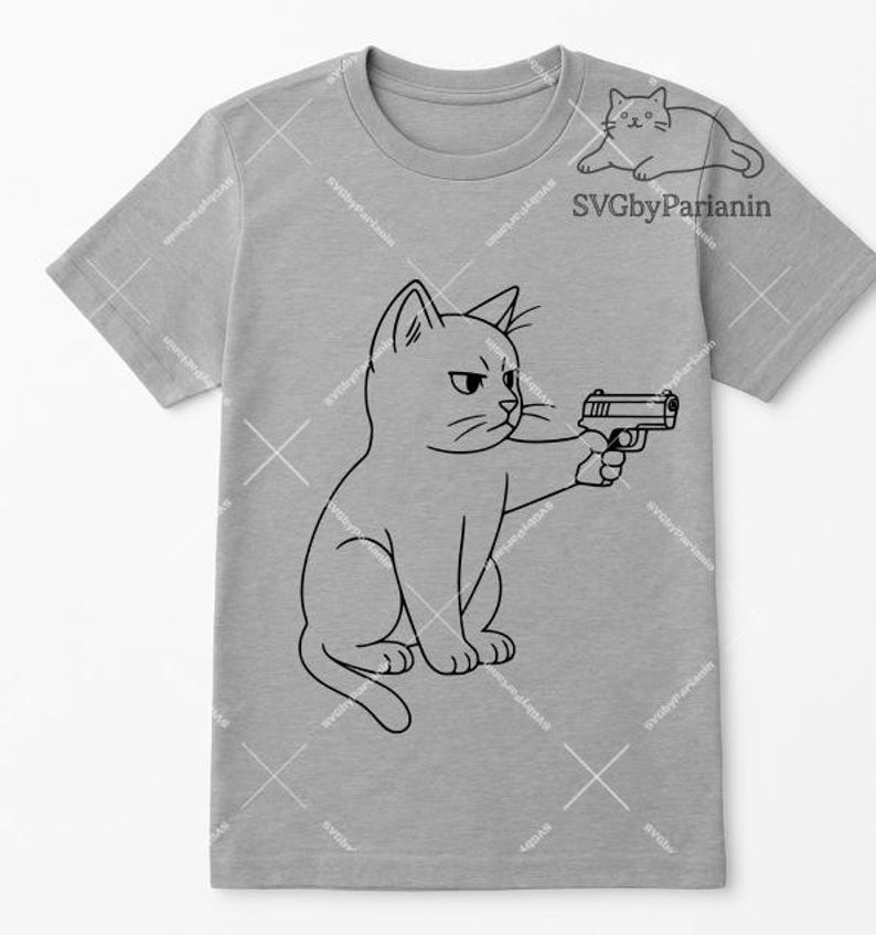 Grumpy Cat With Gun SVG | Funny Cat Meme Clipart | Instant Download ...