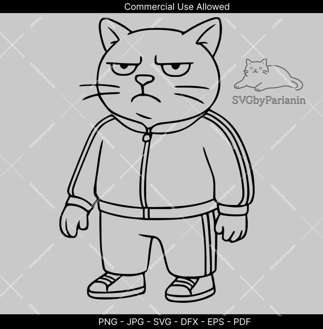 Grumpy Cat SVG | Funny Angry Cat Clipart | Gopnik Cat Cut File for ...