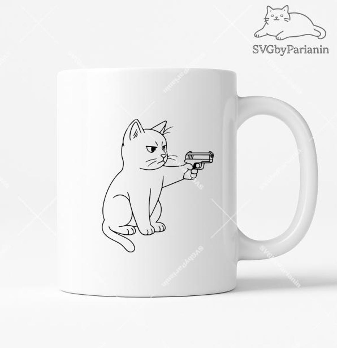 Grumpy Cat With Gun SVG | Funny Cat Meme Clipart | Instant Download ...