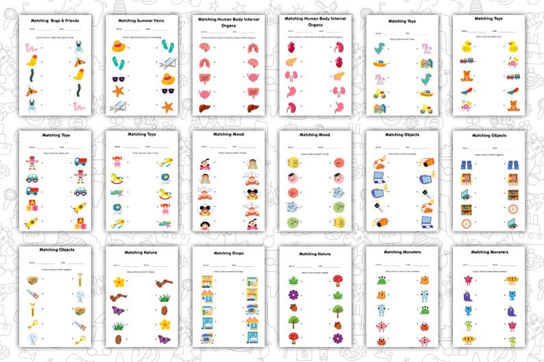 Preschool Matching Worksheets, Picture Recognition Activity (digital ...