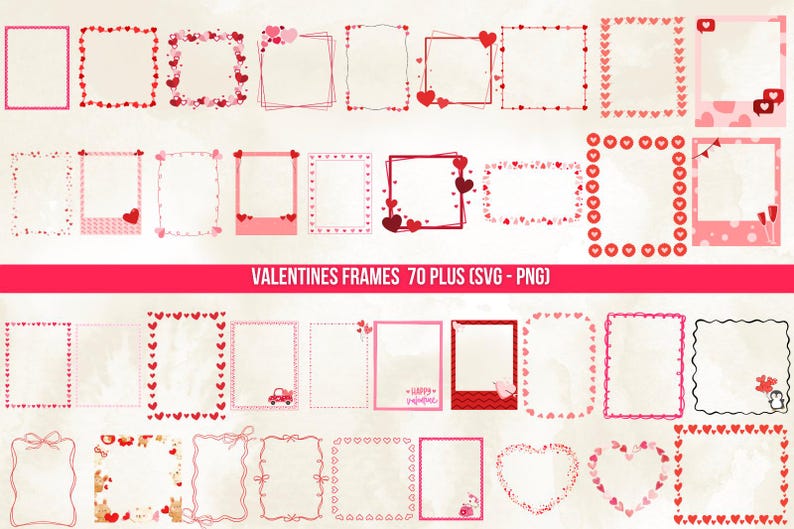 Valentines Frames, Galentine Border Frames, Coquette Bow Frames Clipart ...