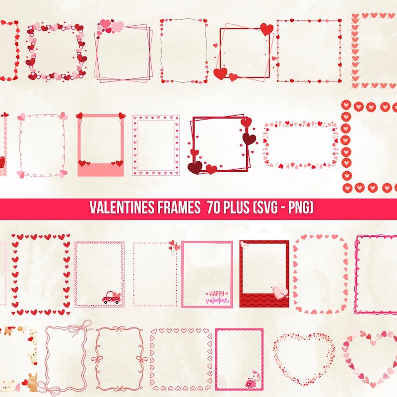 Valentine Border Clip Art Png - Etsy