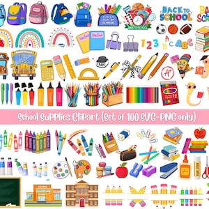 School Supplies Clipart Set: Teacher Graphics, Back to School (SVG ...