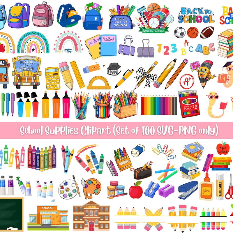 School Supplies Cliparts - Etsy