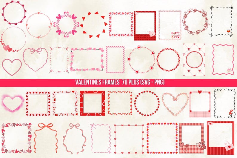 Valentines Frames, Galentine Border Frames, Coquette Bow Frames Clipart ...