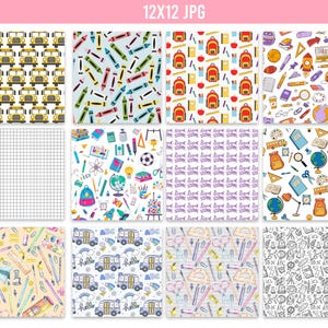Back to School Seamless Patterns, Back to School Digital Papers ...
