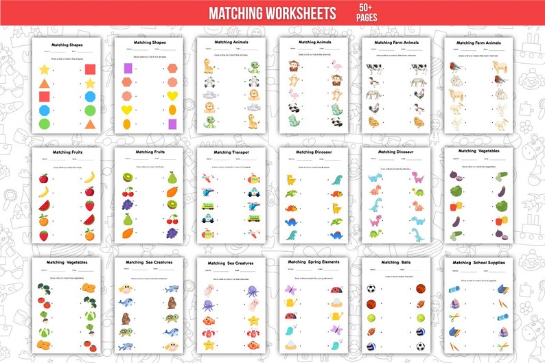 Preschool Matching Worksheets, Picture Recognition Activity (digital ...
