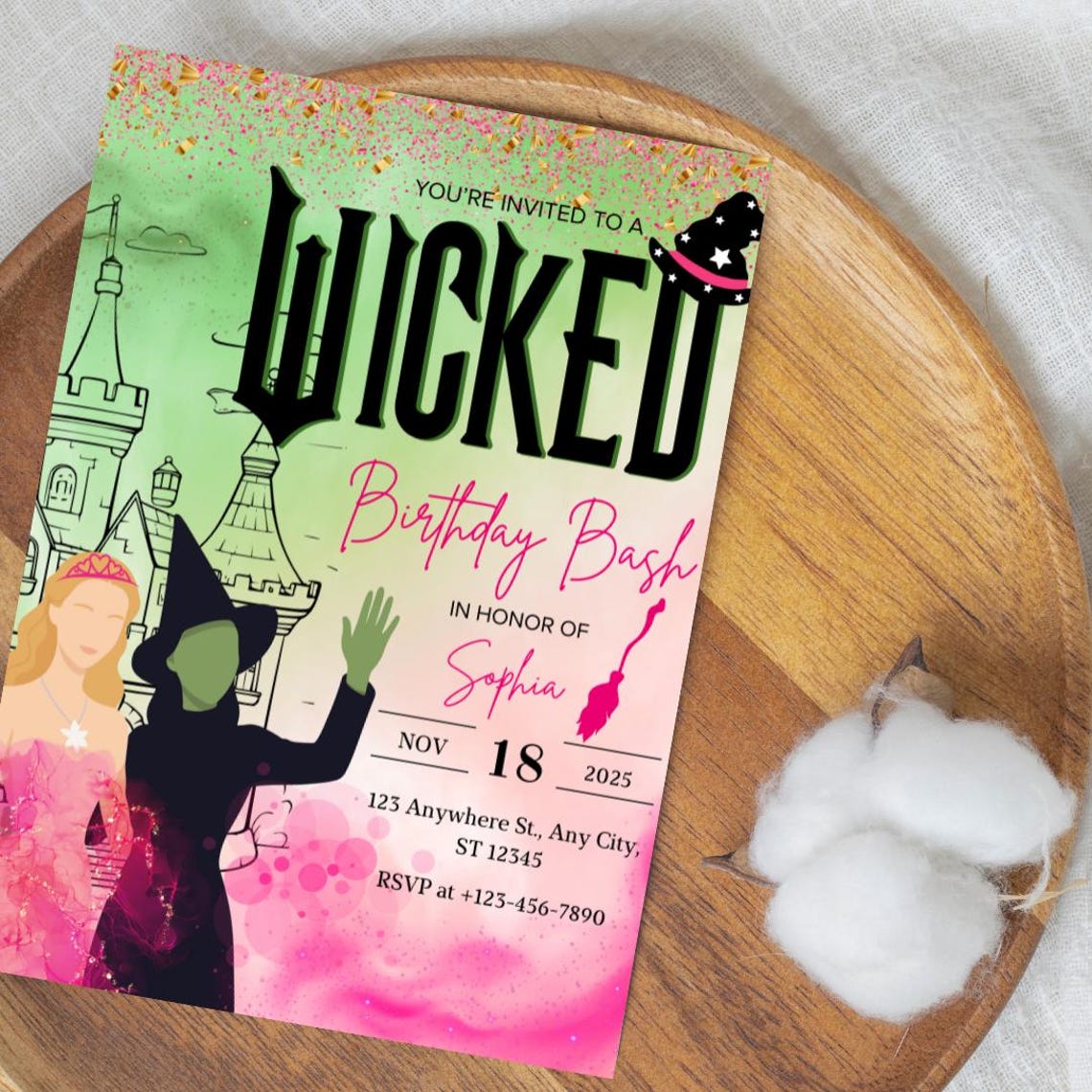 Editable Wicked Birthday Party Invitation: Canva Template (digital ...