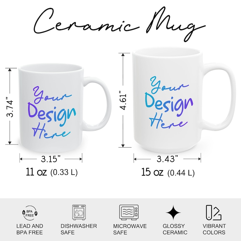 3 Ceramic Mug Size Chart, Printify Mug Template, 11 Oz 15 Oz White Mug ...