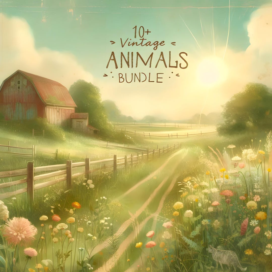 Retro Animals Clipart Bundle – 10+ Vintage Wildlife Illustrations for ...