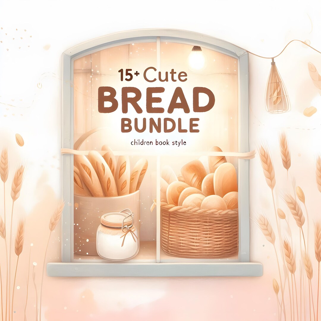 Cute Bread Clipart PNG Bundle - 15+ Cute Bakery Illustrations for ...