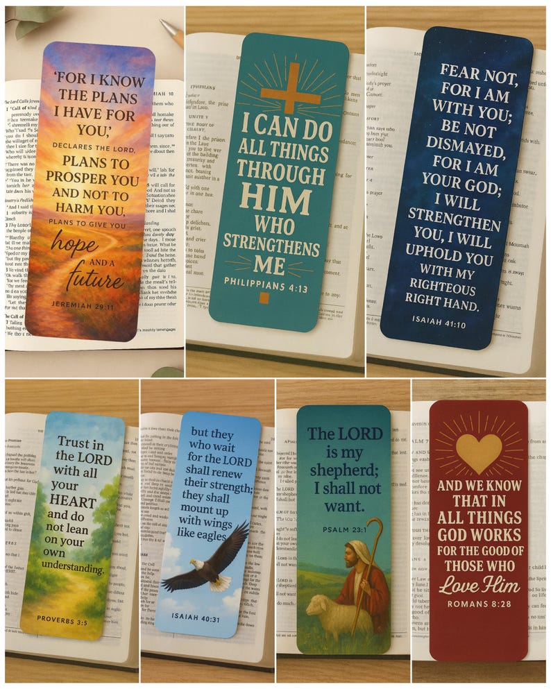 Inspirational Bible Verse Bookmark: Christian Scripture Cardstock Gift ...