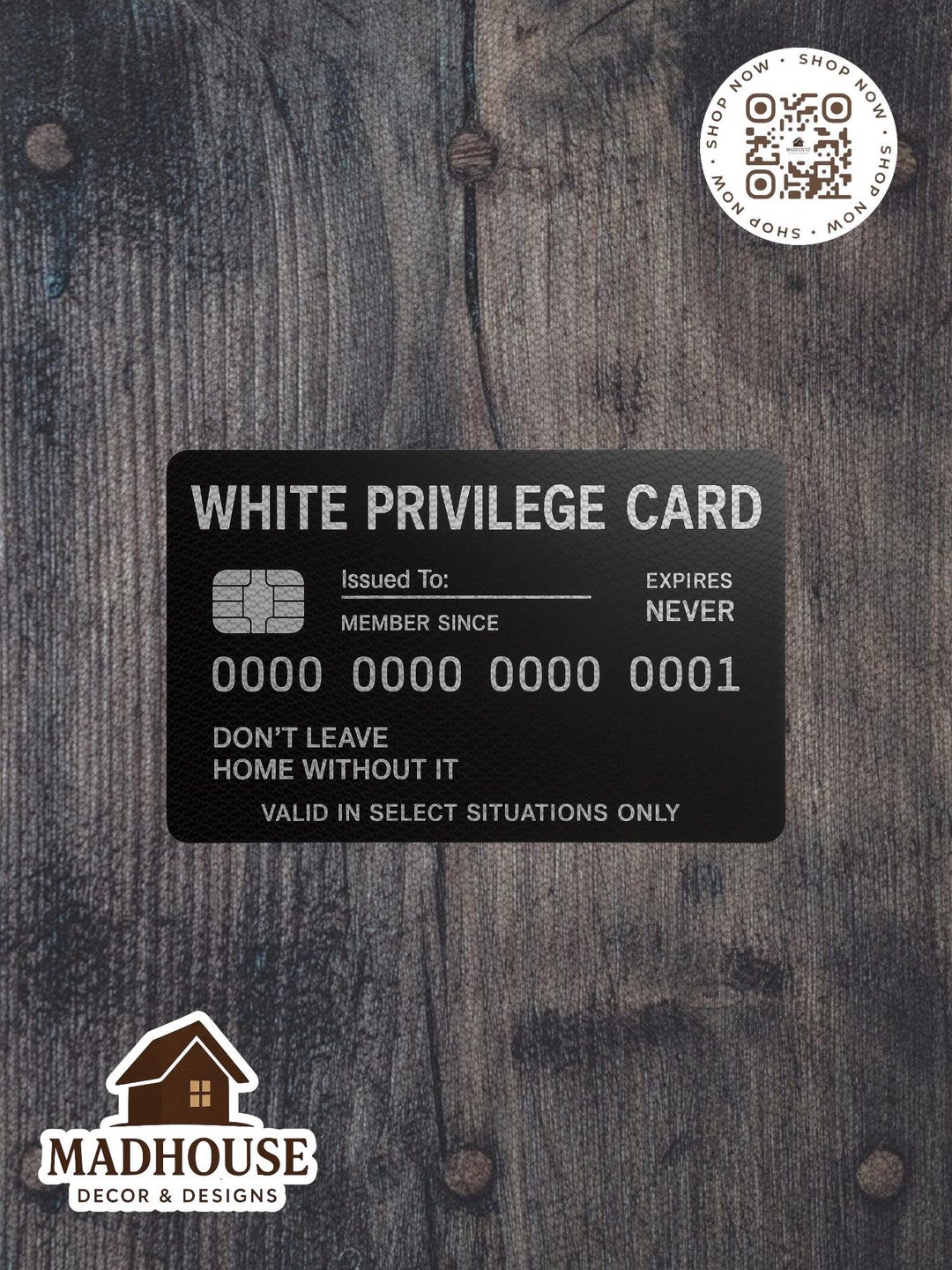 Satirical White Privilege Card: Funny Gag Gift, Laser Engraved Aluminum ...